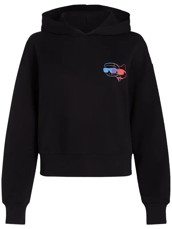 Karl Lagerfeld Ikon Color-pop Cropped Hoodie