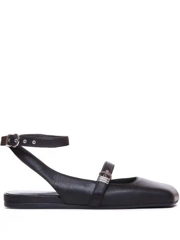 VIC MATIE Leather Ballerina Shoes - Black