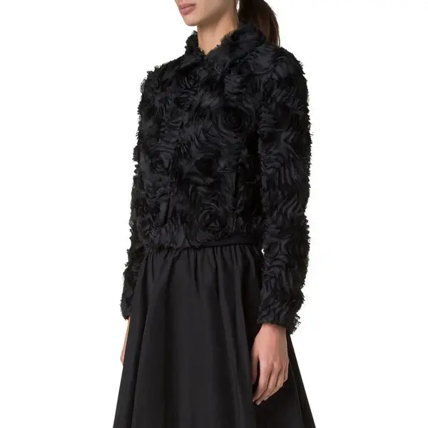 Akris Carnation Tulle Crop Jacket