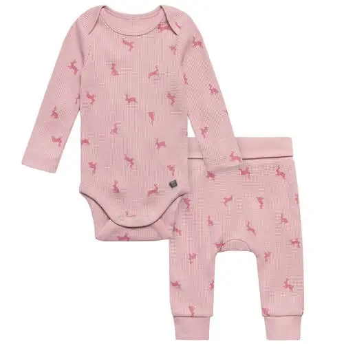 MODERN MOMENTS™ BY GERBER Bodysuit & Pant Layette Set - Pink Bunnies