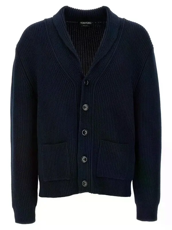TOM FORD Knitted Silk Cardigan - Blue