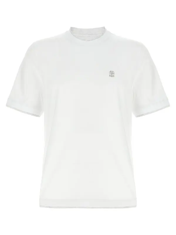 Brunello Cucinelli Logo Layered T Shirt In White - 7% Off