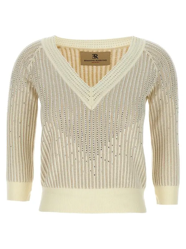 Ermanno Scervino Rhinestone Cotton Sweater