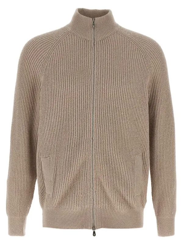 Brunello Cucinelli Half-ribbed Cotton Gauze Zip Cardigan