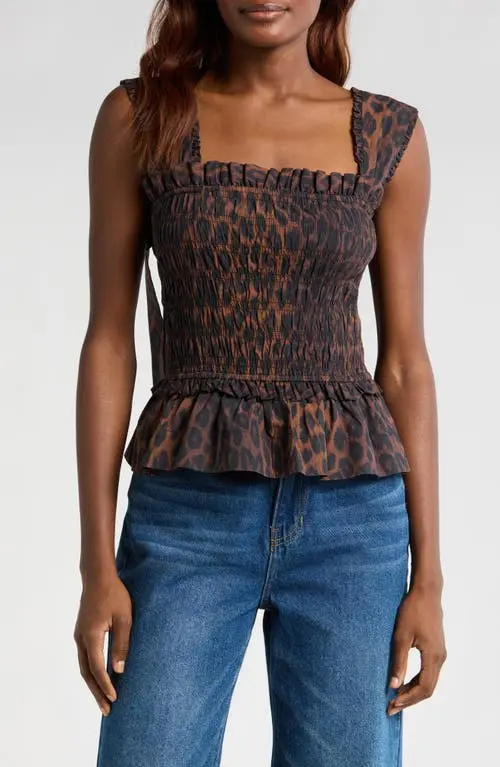 DAMSON MADDER Tish Leopard Peplum Top
