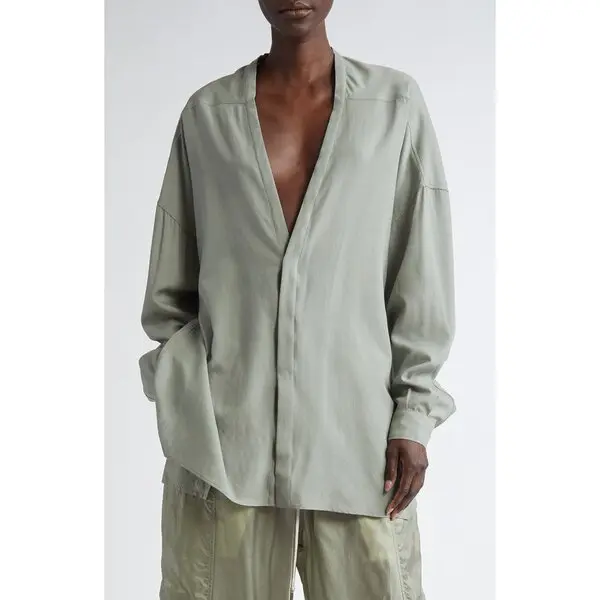 Rick Owens Lido Larry Virgin Wool Shirt - Celadon