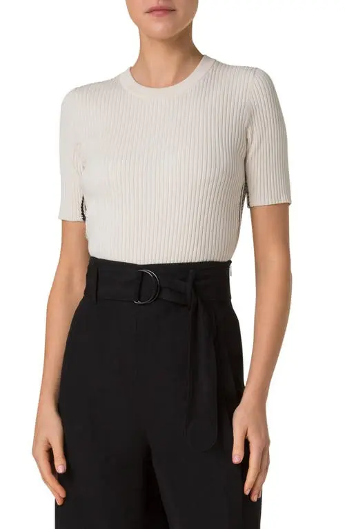Akris Short Sleeve Cotton Rib Sweater
