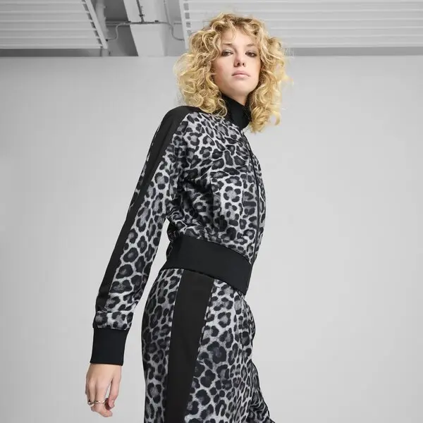 PUMA T7 Leopard Luxe Track Jacket - Black