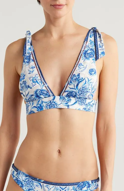 Agua Bendita Laurie Azure Bikini Top - Blue Multicolor