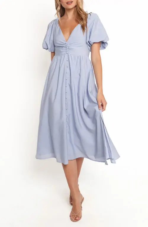 PETAL & PUP Charley Puff Sleeve Poplin Midi Dress