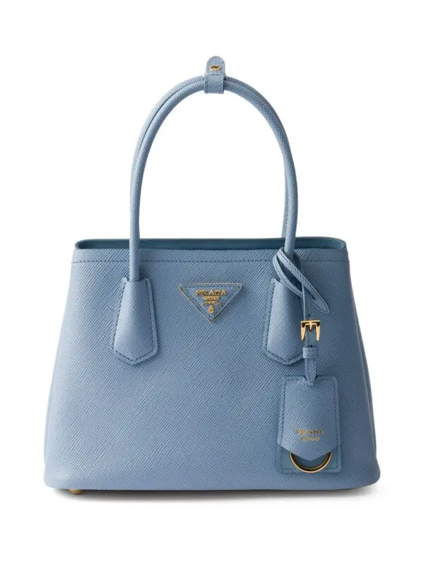Prada Small Double Saffiano Tote Bag - Blue