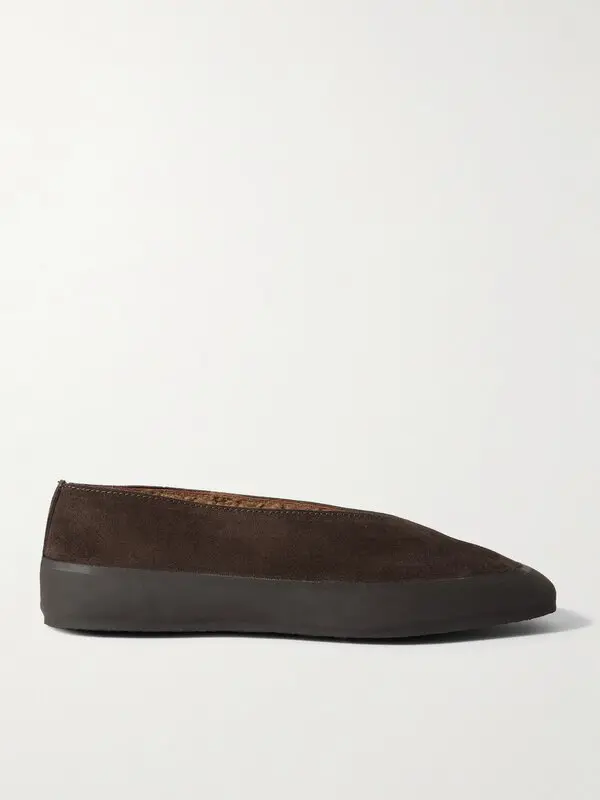 Le Monde Beryl Shearling-lined Suede Ballet Flats