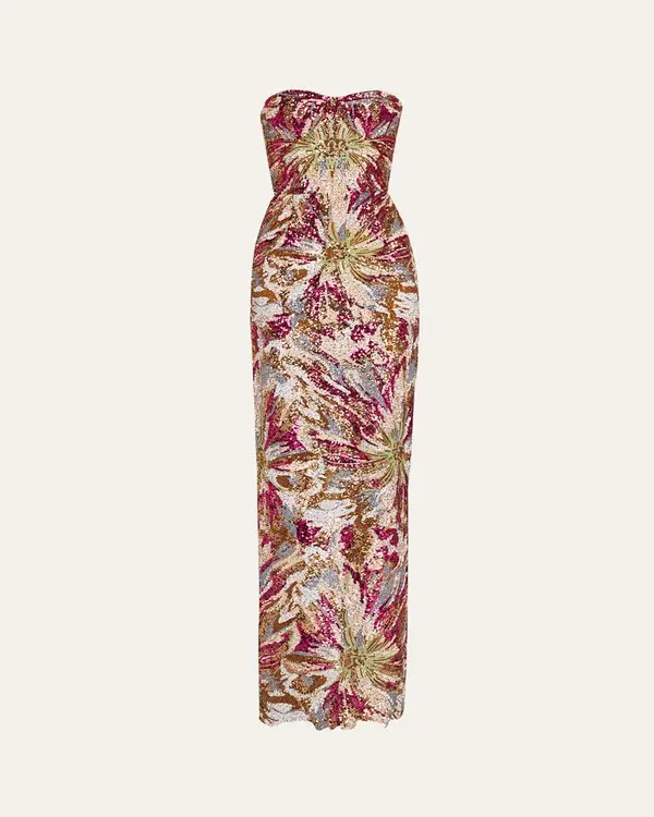 Bronx And Banco Dahlia Embroidered Sequin Gown - Multi