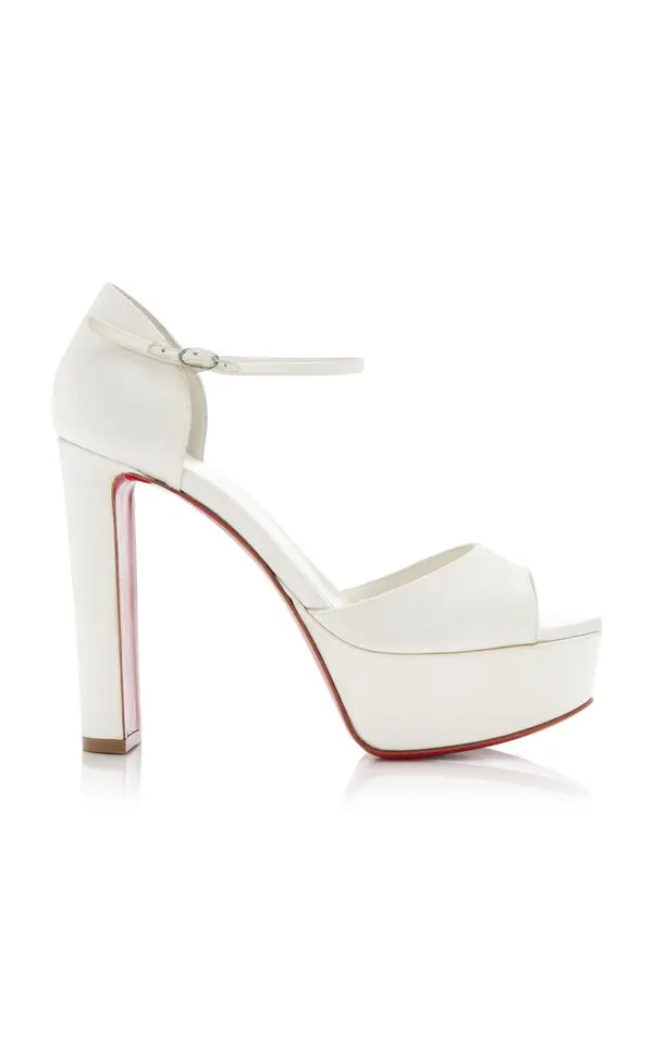 CHRISTIAN LOUBOUTIN Sandaloo 130mm Crepe-satin Platform Sandals - White