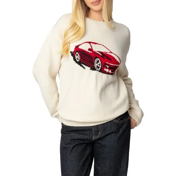 EDIKTED Motor Medley Graphic Crewneck Sweater