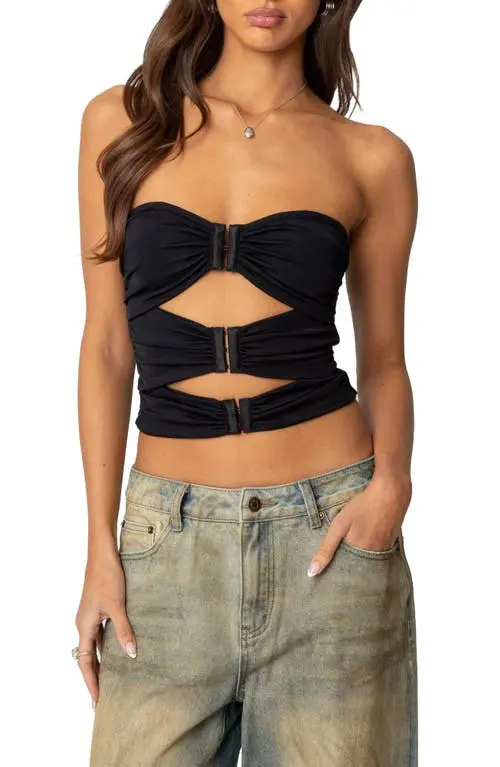EDIKTED Ariella Cutout Strapless Top - Black