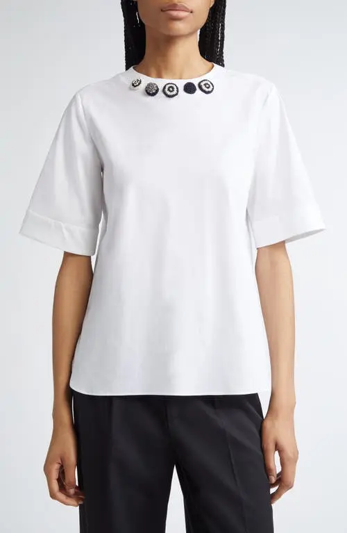 Max Mara Dora Embellished Top - Optical White
