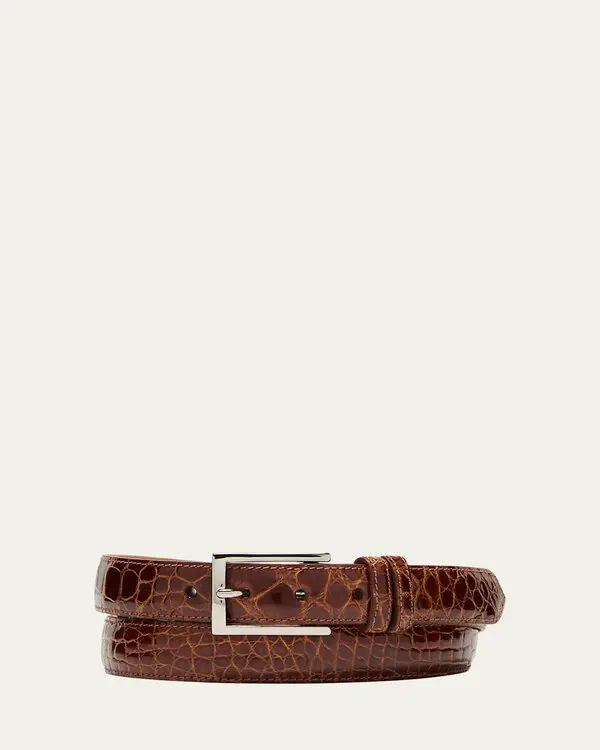 W.KLEINBERG Alligator Leather Belt - Tan/camel