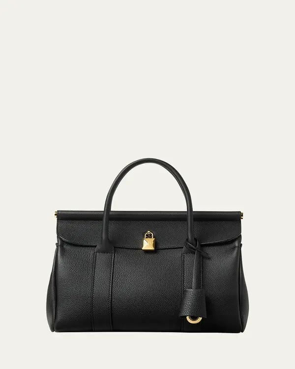 Loro Piana Loom L25 Fine Grained Leather Tote Bag - 804l Black Sun Gold