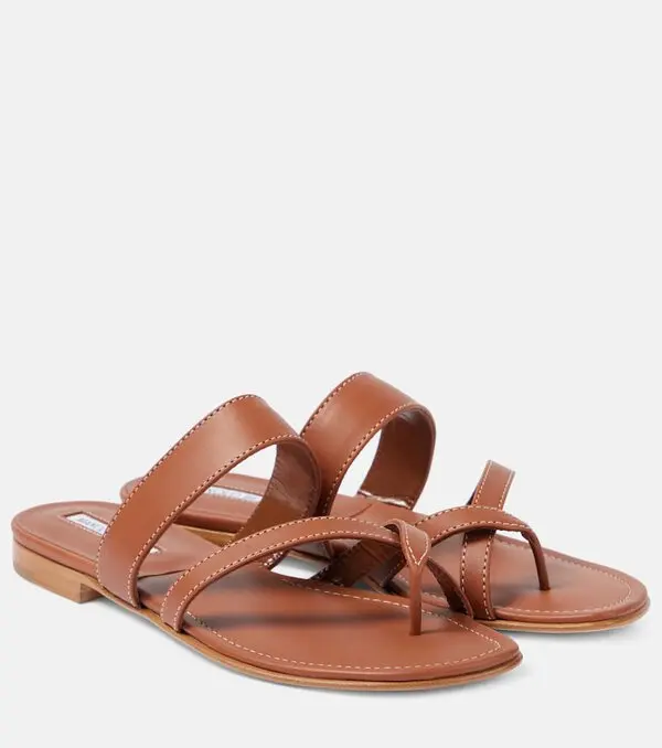 Manolo Blahnik Susacru Leather Sandals - Brown