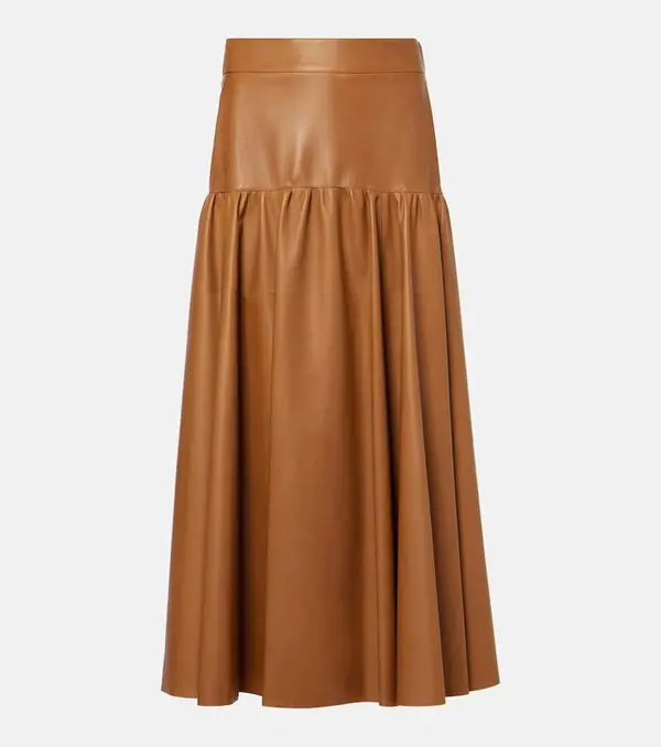 Saint Laurent Ruffled High-rise Leather Midi Skirt