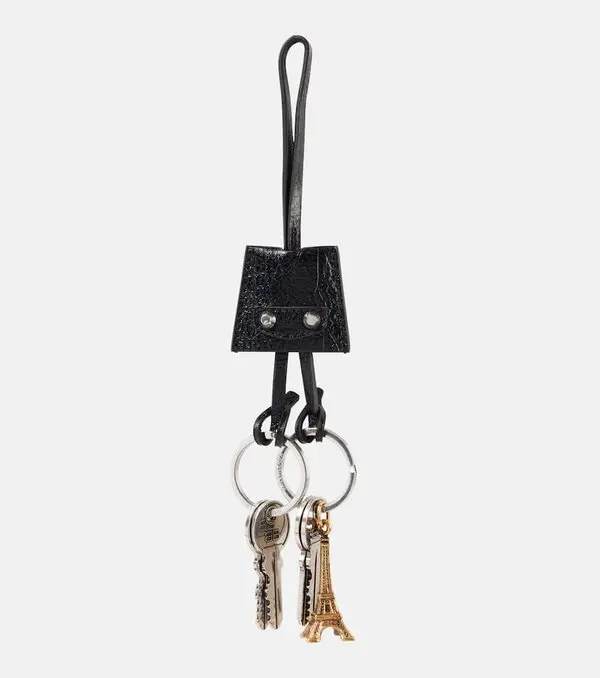 Balenciaga Le City Charm Eiffel Leather Keychain - Black