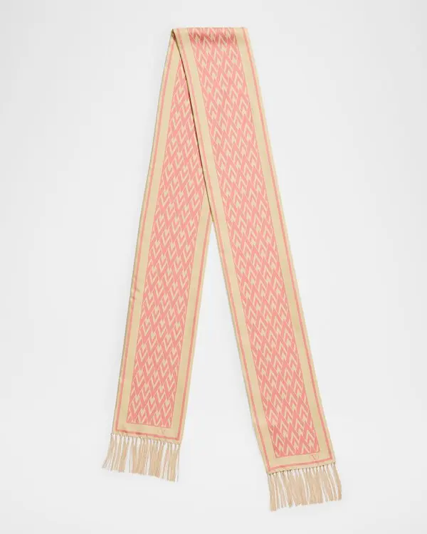 Valentino Garavani Monogram Fringe-trim Scarf - Bvr Crema Rosa