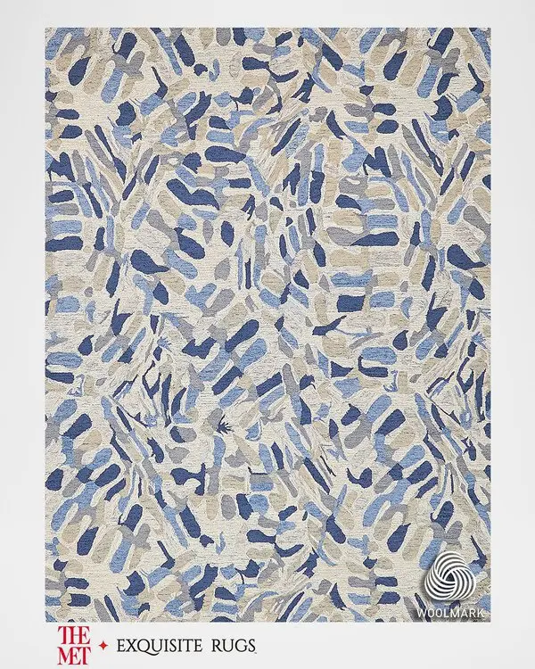 EXQUISITE RUGS X THE MET Botanica Hand-tufted Navy/ivor Rug, 9' X 12