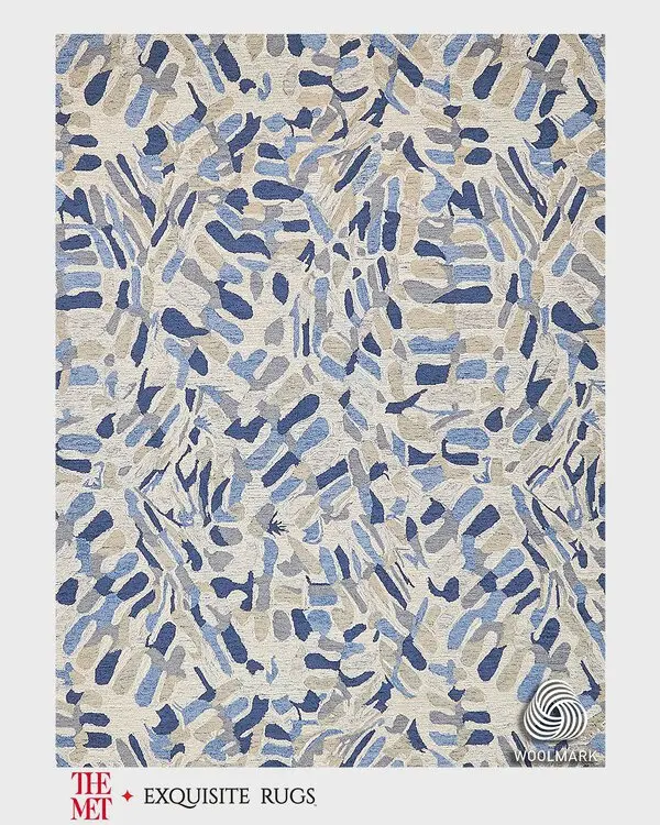 EXQUISITE RUGS X THE MET Botanica Hand-tufted Navy/ivory Rug, 8' X 10
