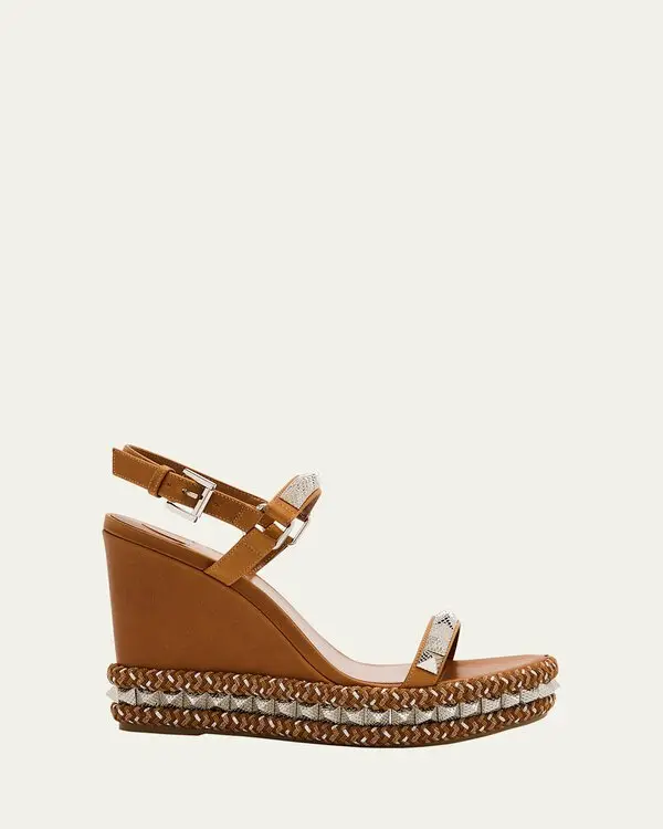 CHRISTIAN LOUBOUTIN Pyraclou Wedge Sandals - Terra