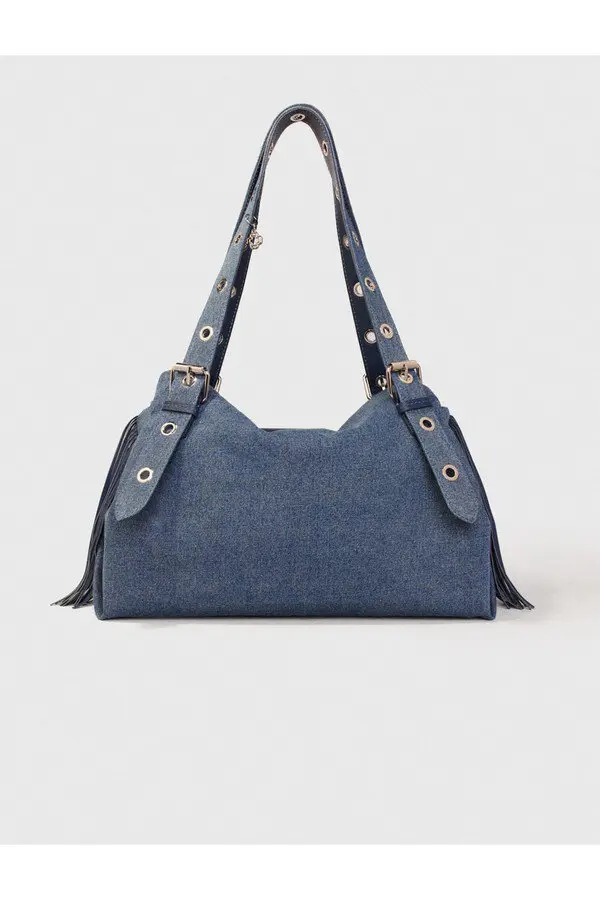 Maje Miss M Xl Denim Shoulder Bag - Blue