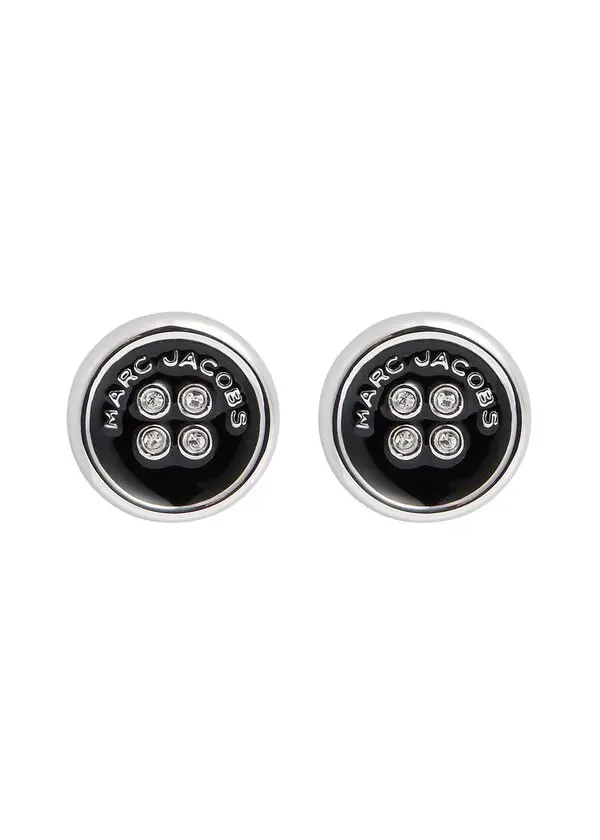 Marc Jacobs Button Stud Earrings - Black And Silver