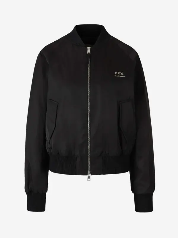 Ami Twill Bomber Jacket In Black 22% Off Editorialist