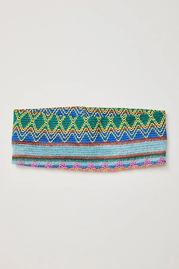 Free People Junie Embellished Soft Headband - Blue Green Combo