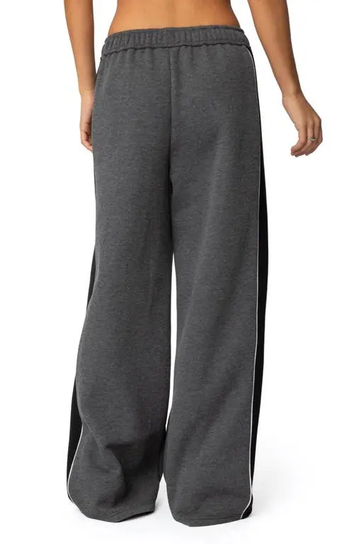 EDIKTED Contrast Stripe Wide Leg Track Pants - Dark-gray