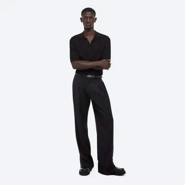 Helmut Lang Pointelle Rib Polo