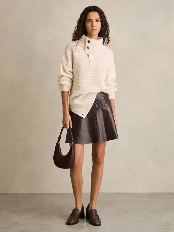 REISS Charlie Leather Mini Skirt