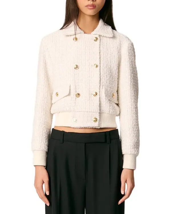 Maje Short Tweed Jacket - Ecru