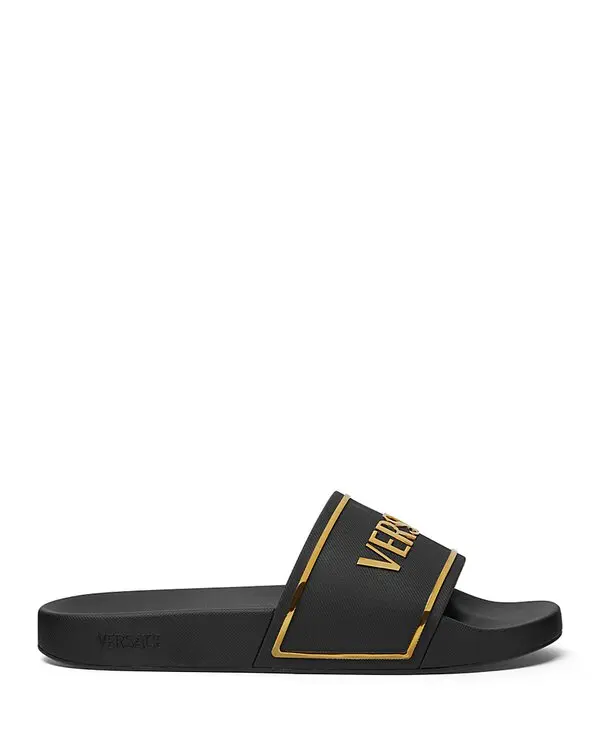 Versace Pool Slides - Black/gold