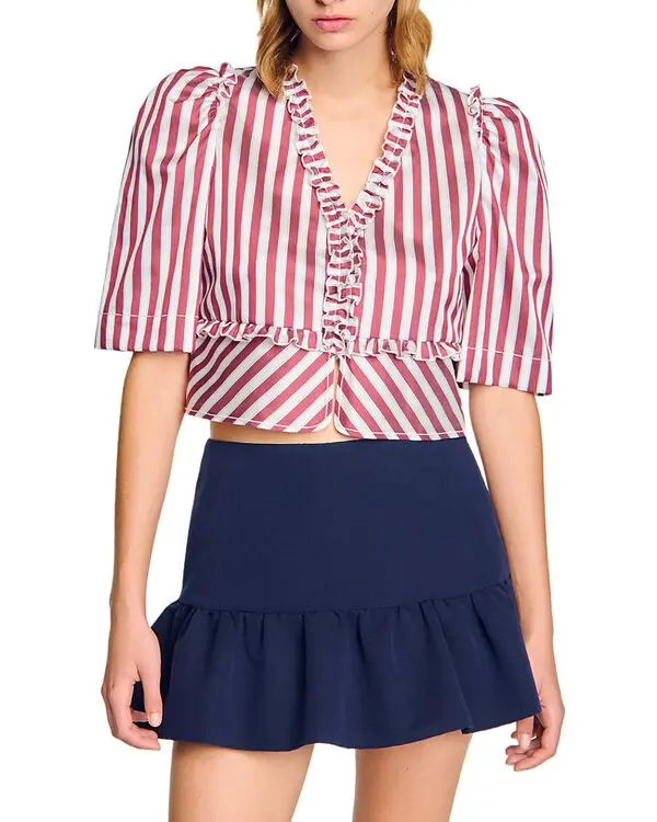 Sandro Striped Blouse - Burgundy