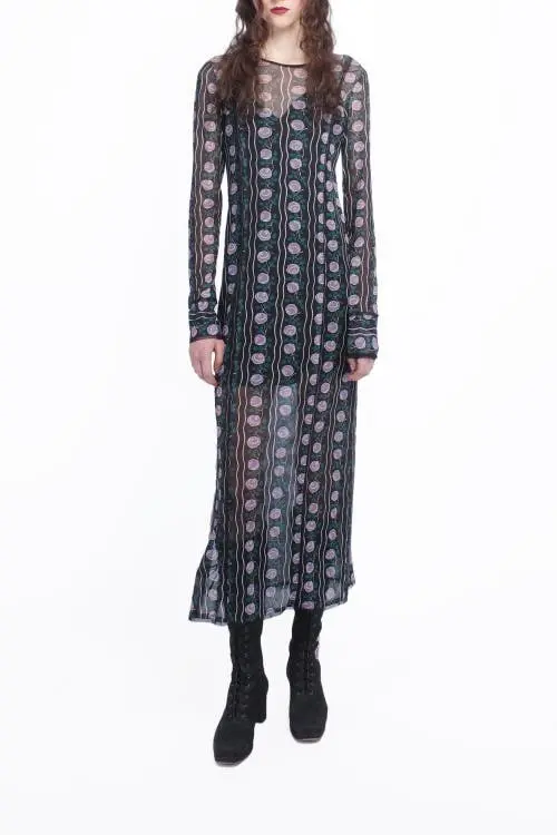 Anna Sui Rosetti Mesh Maxi Dress