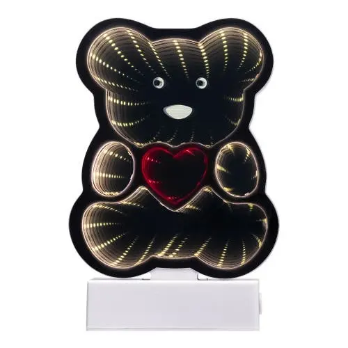 NORTHLIGHT Led Lighted 3d Teddy Bear With Heart Infinity Mirror8