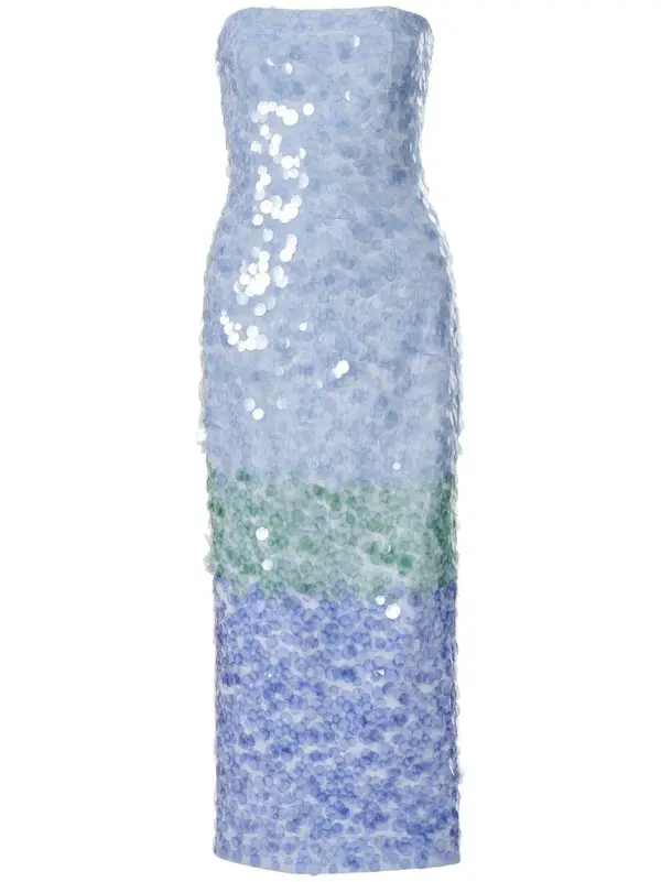 Carolina Herrera Sequinned Ombré Midi Dress - Blue