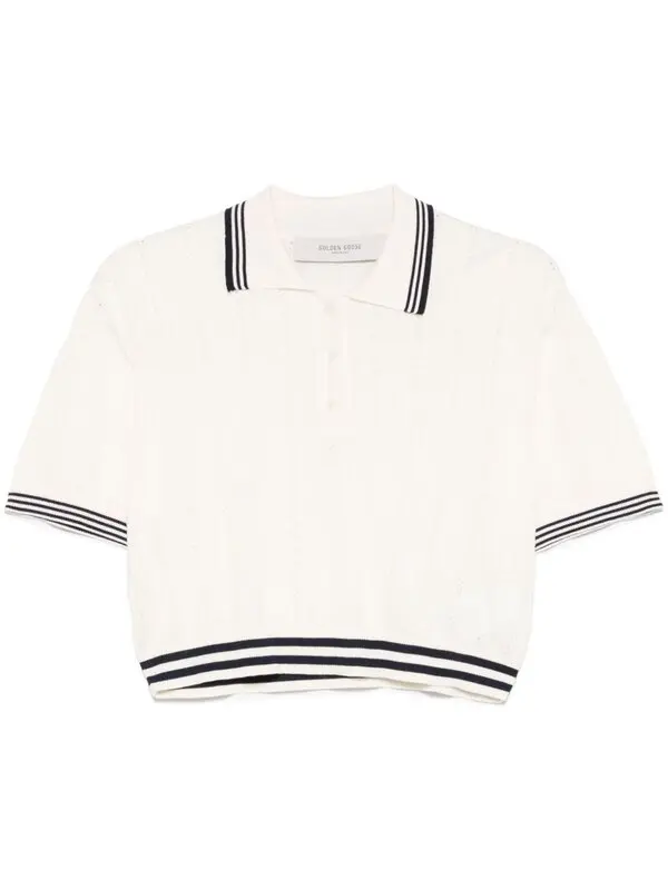 Golden Goose Rhinestone-embellished Polo Top - Neutrals