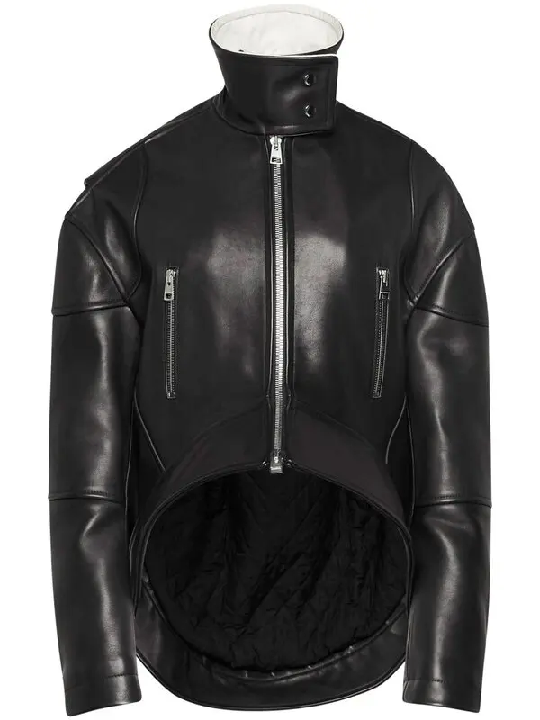 JW Anderson Curved-hem Leather Jacket - Black