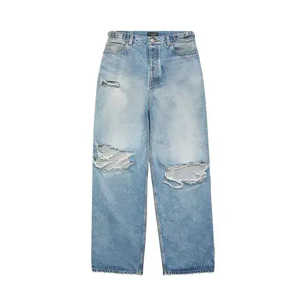 Balenciaga Destroyed Baggy Jeans - Blue | Editorialist