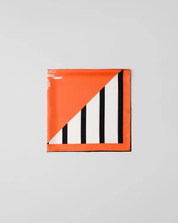 Prada Printed Silk Twill Scarf 90x90 - Orange