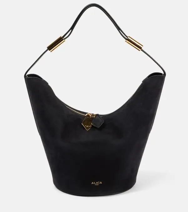 Alaïa Small Suede Shoulder Bag - Black