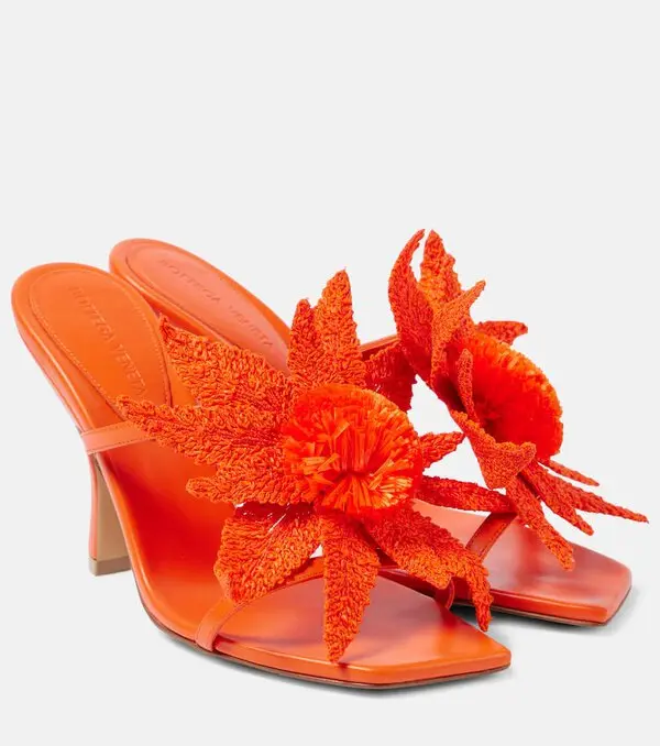 Bottega Veneta Adam Raffia-trimmed Leather Mules