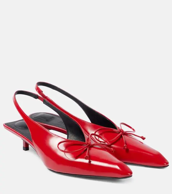 Jacquemus Low Cubisto Leather Slingback Pumps - Red